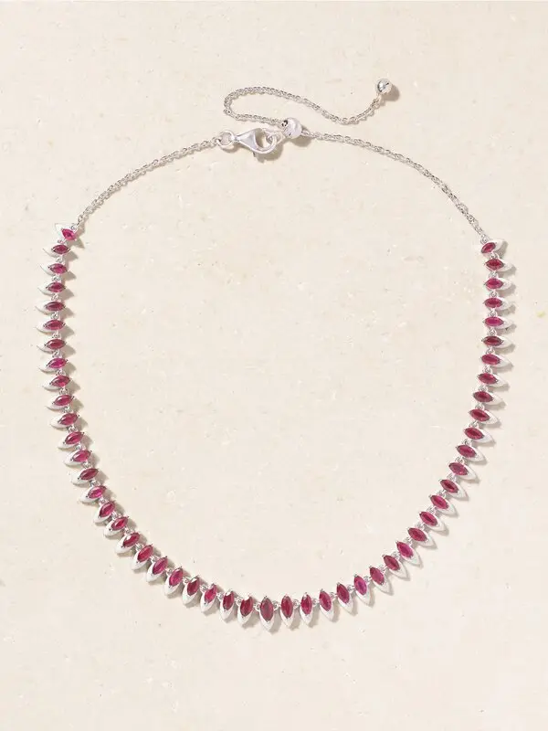 KAMYEN 18-karat White Gold, Ruby And Enamel Choker