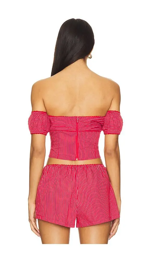MORE TO COME Mazzie Off Shoulder Top With Scalloped Ruffle Trim