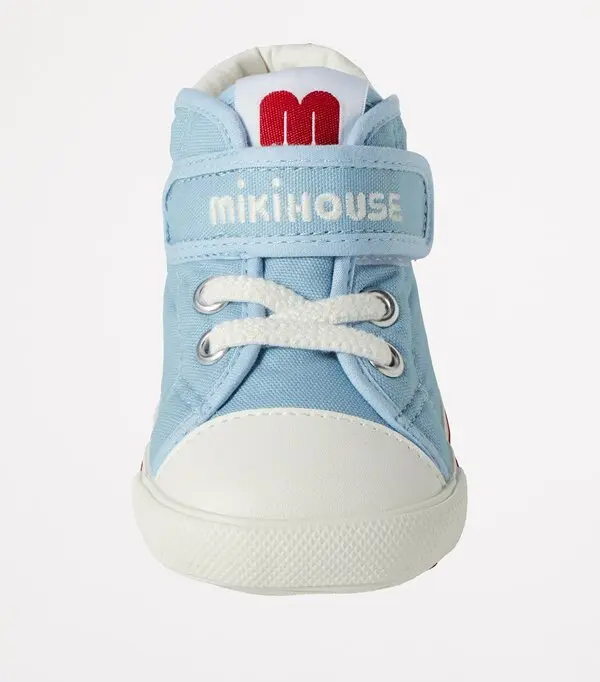 MIKI HOUSE High Top Canvas Sneakers With Velcro Fastening