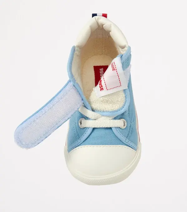 MIKI HOUSE High Top Canvas Sneakers With Velcro Fastening