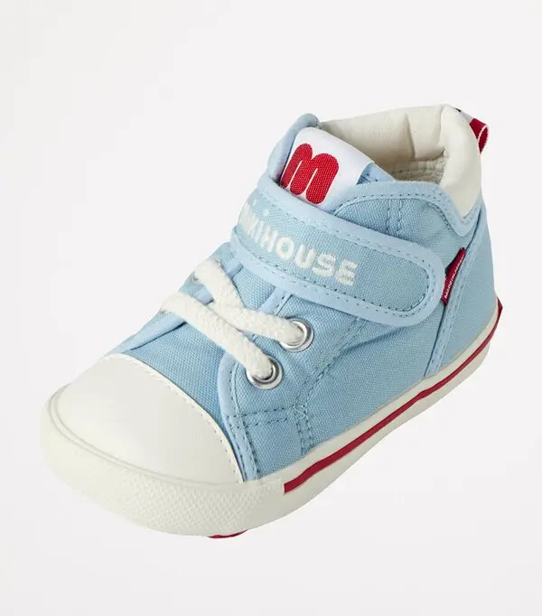 MIKI HOUSE High Top Canvas Sneakers With Velcro Fastening