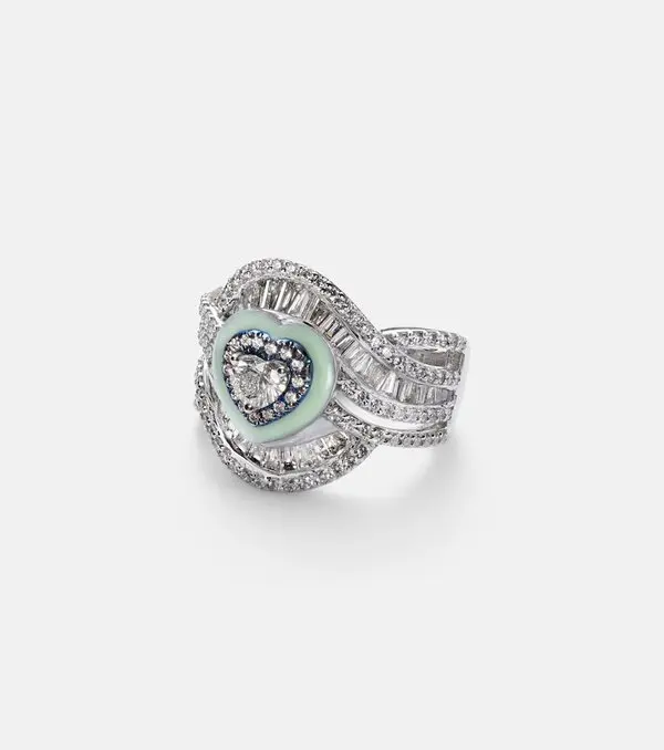 KAMYEN 18kt White Gold And Titanium Diamond Ring - Silver