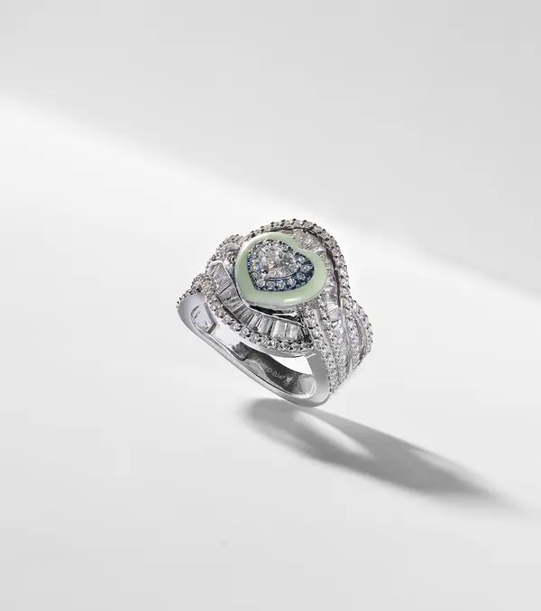 KAMYEN 18kt White Gold And Titanium Diamond Ring