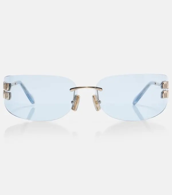 Miu Miu Logo Rectangular Sunglasses - Blue