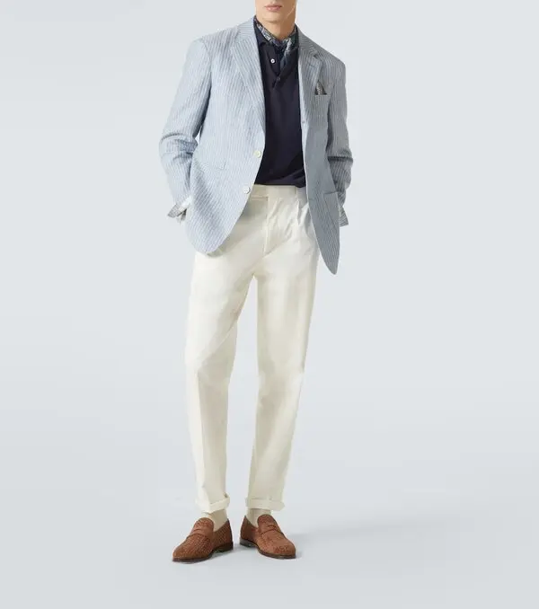 Dunhill Striped Linen-blend Blazer