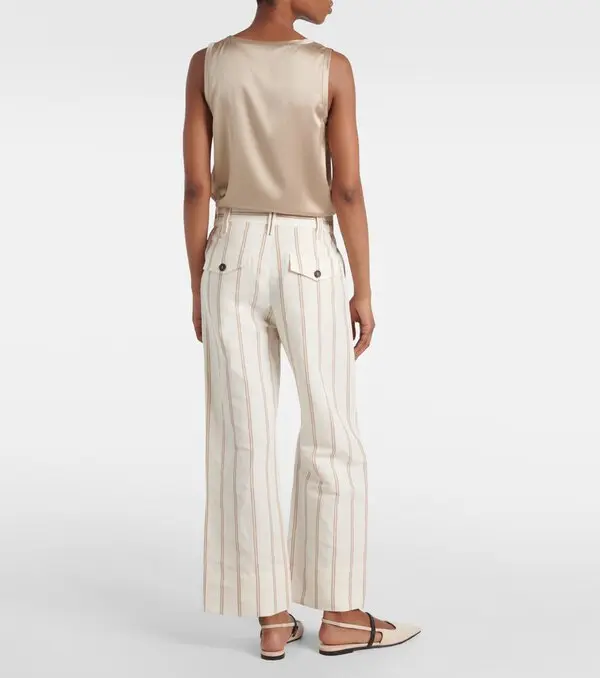 Brunello Cucinelli Monili Striped Linen And Cotton Chinos