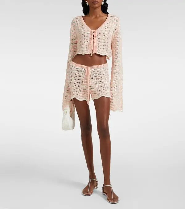 BANANHOT Mina Striped Cotton-blend Shorts - Pink