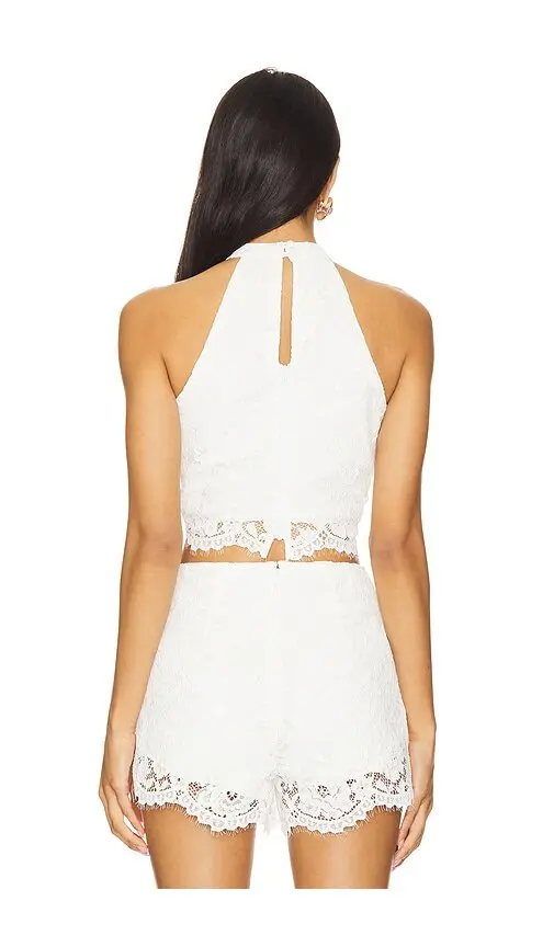 Amanda Uprichard Brynley Lace Halter Neck Crop Top - White