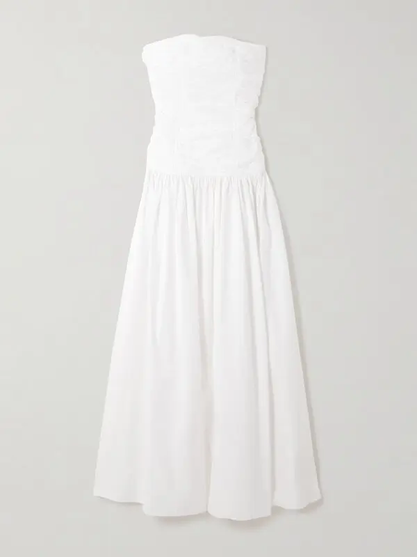 Matteau Strapless Organic Cotton-poplin Maxi Dress - White