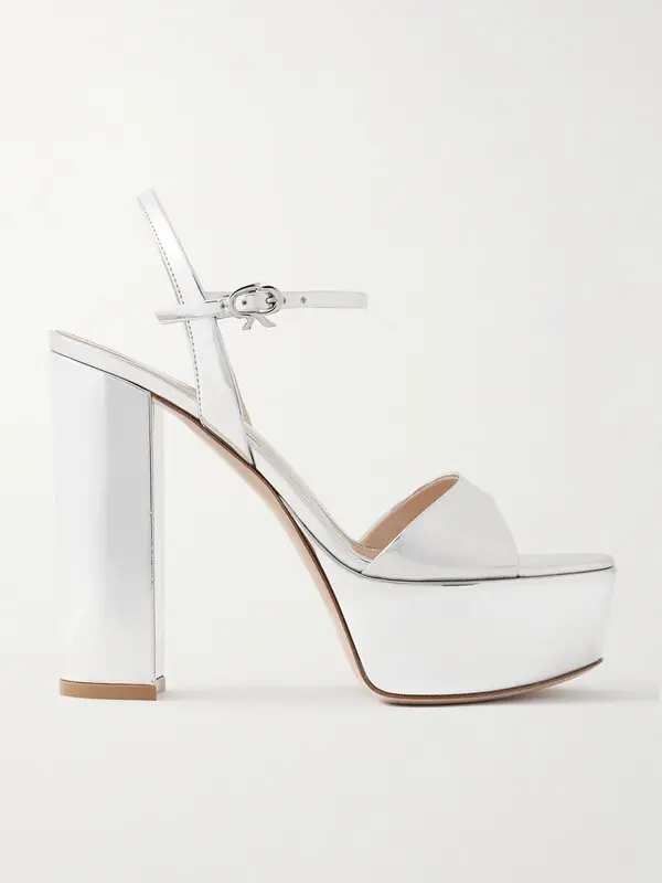 GIANVITO ROSSI Marlena 85 Mirrored-leather Platform Sandals - Silver