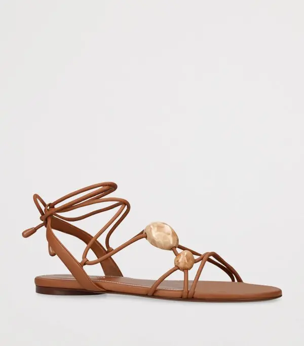 Zimmermann Leather Gleam Flat Sandals - Brown