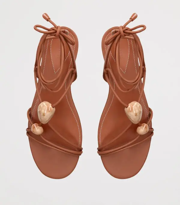Zimmermann Leather Gleam Flat Sandals - Brown