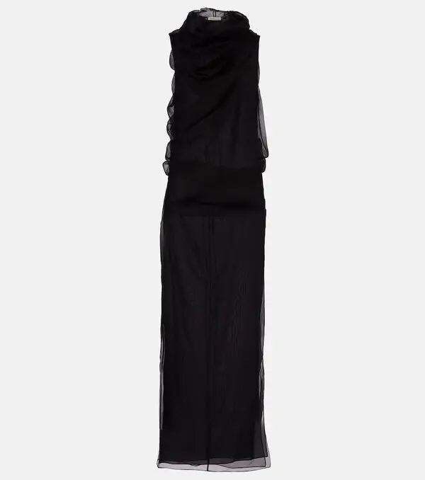 Khaite Jeanty Tulle Maxi Dress In Ivory Glow