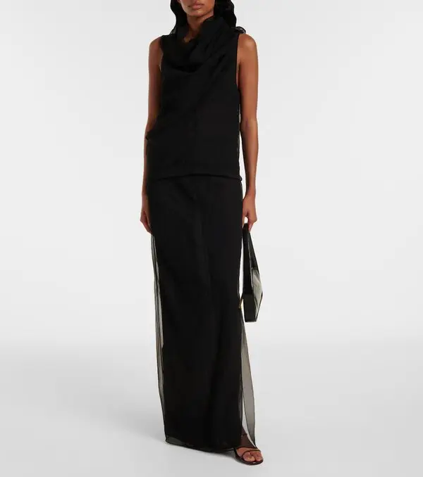 Khaite Jeanty Tulle Maxi Dress In Ivory Glow