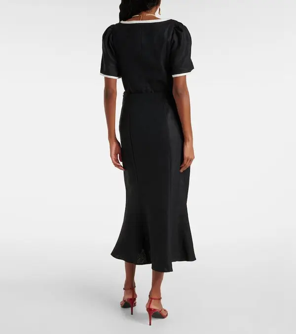 Faithfull The Brand Linen Midi Skirt
