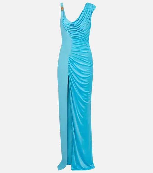 Versace Medusa Draped Gown - Blue