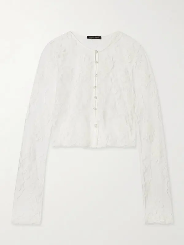 Kiki De Montparnasse Dominique Cropped Lace Top - Neutrals