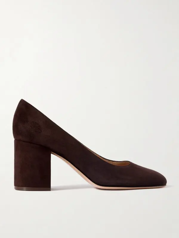GIANVITO ROSSI Joelle 70 Suede Block Heel Pumps - Brown