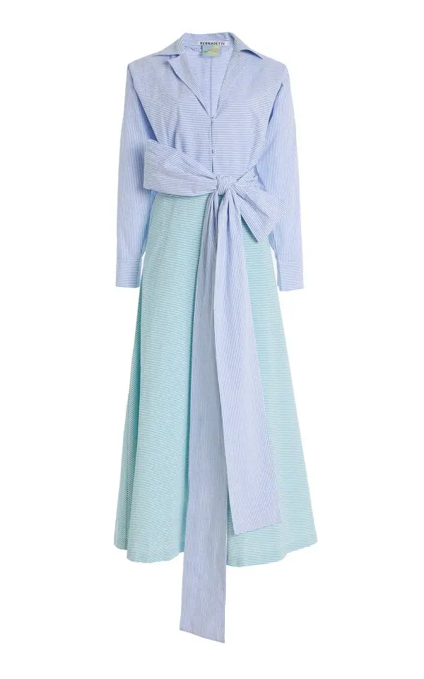 Bernadette Maxi Shirt Dress With Oversized Bow - Stripe
