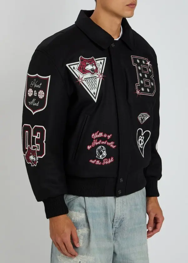 BILLIONAIRE BOYS CLUB Wool-blend Varsity Jacket With Patchwork And Appliqués