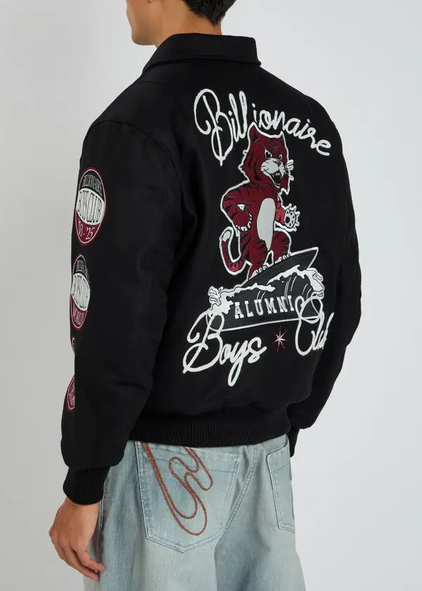 BILLIONAIRE BOYS CLUB Wool-blend Varsity Jacket With Patchwork And Appliqués