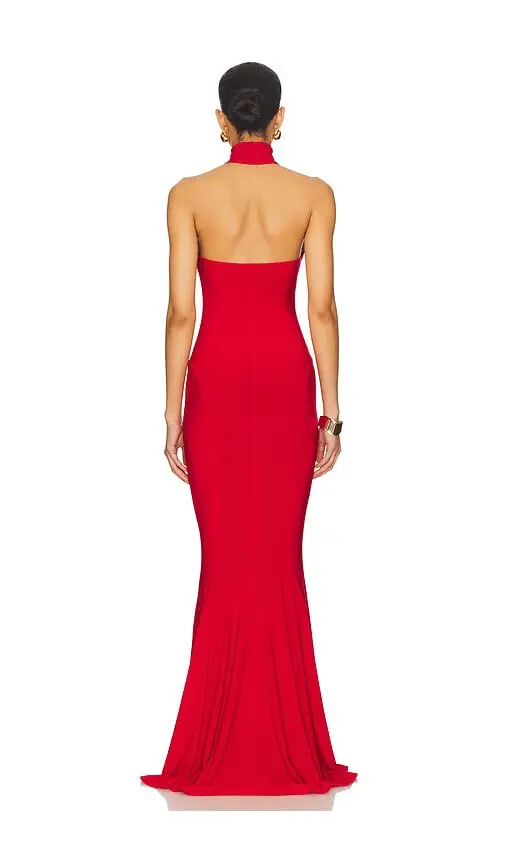 Norma Kamali X Revolve Halterneck Fishtail Gown - Red