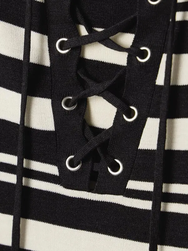 NILI LOTAN Oaklynn Striped Lace-up Silk-jersey Top