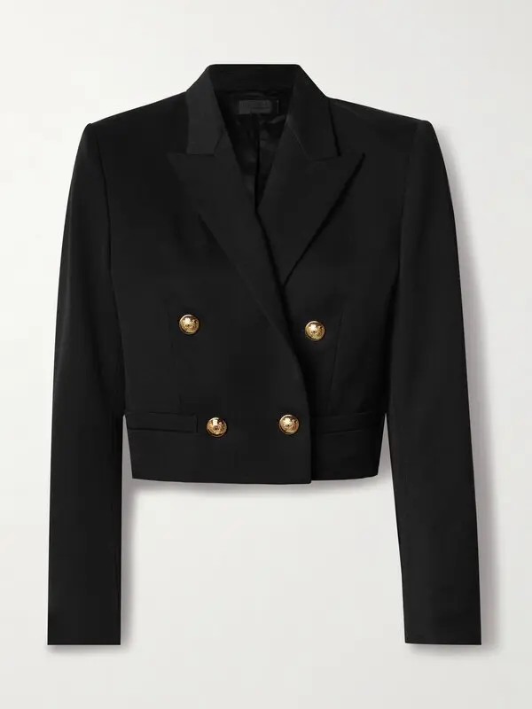 NILI LOTAN Beauregard Cropped Double-breasted Wool-twill Blazer