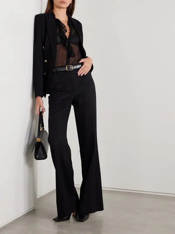 NILI LOTAN Cecily Ruffled Silk-chiffon Blouse - Black