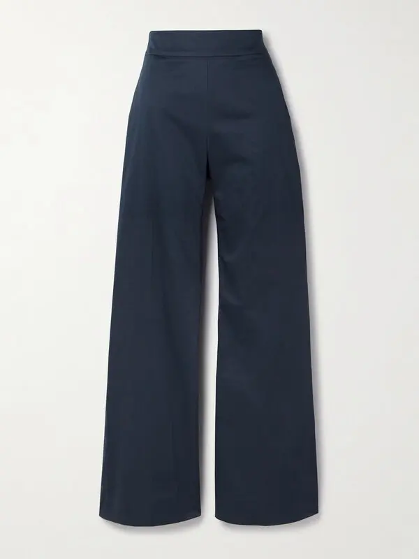 Carolina Herrera Cotton-blend Sateen Wide-leg Trousers - Blue