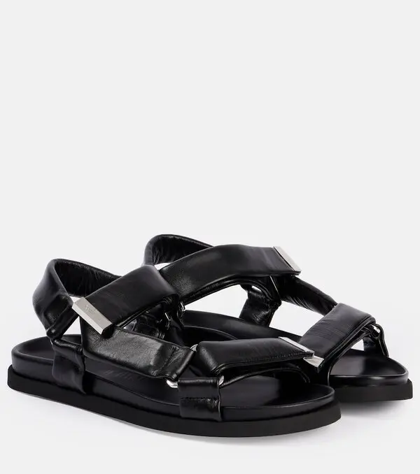 Attico Salinas Leather Sandals - Black