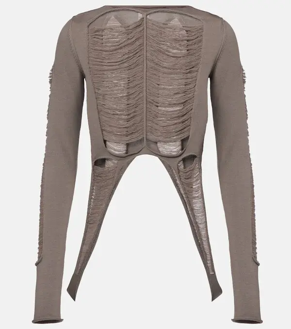 Rick Owens Distressed Wool Top - Black