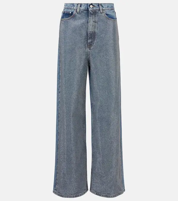 Stella McCartney Crystal-embellished Wide-leg Jeans