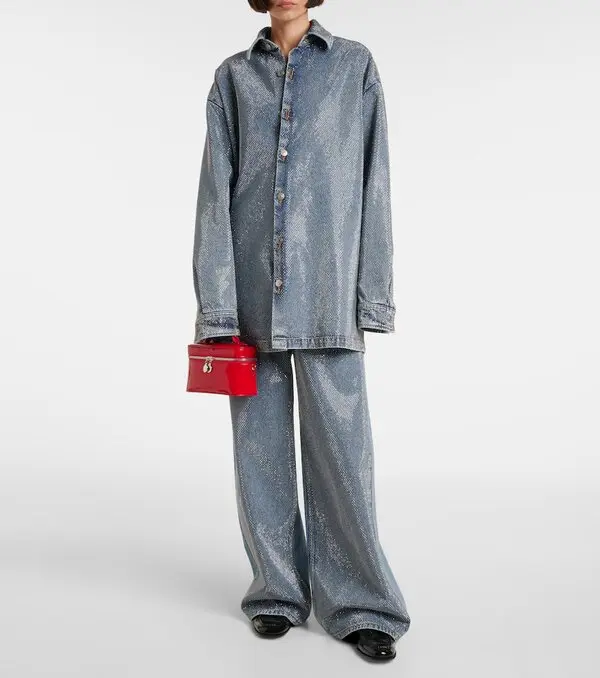 Stella McCartney Crystal-embellished Wide-leg Jeans