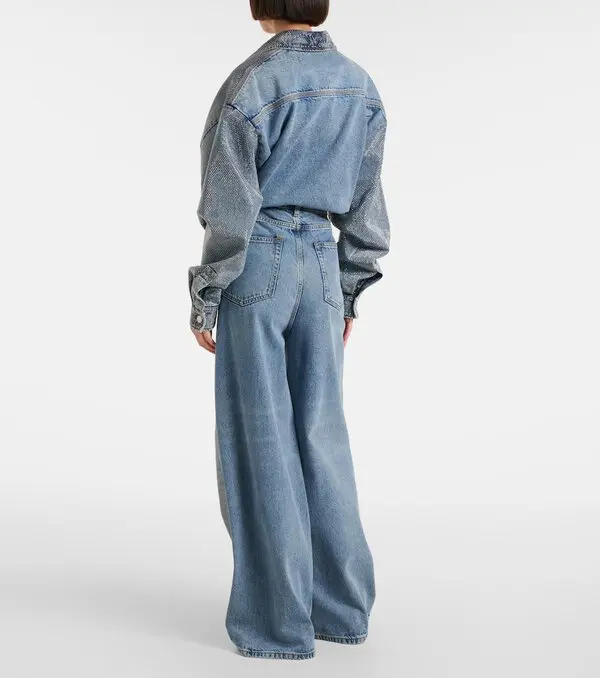 Stella McCartney Crystal-embellished Wide-leg Jeans
