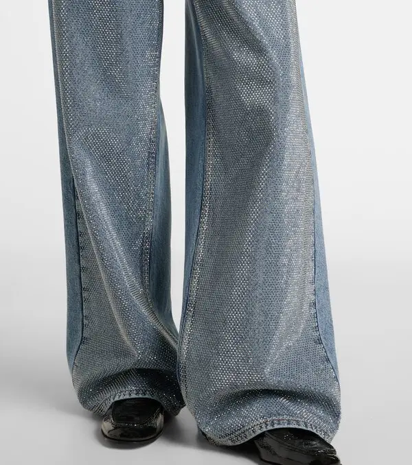 Stella McCartney Crystal-embellished Wide-leg Jeans