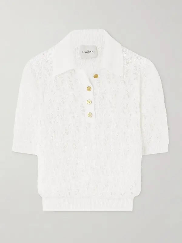 Le Kasha Qarar Open-knit Organic Linen Polo Shirt - White