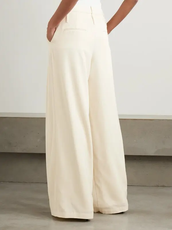 ST. AGNI Double Loop Pleated Crepe Wide-leg Pants