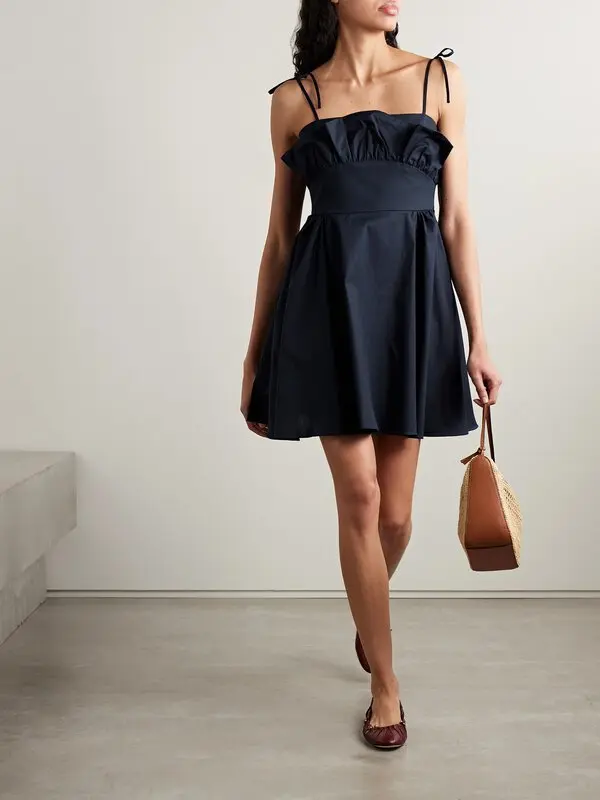 KIKA VARGAS Mia Ruffled Cotton-blend Poplin Mini Dress