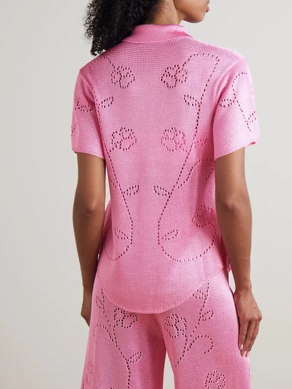 Calle Del Mar Ivy" Pointelle Knit Shirt - Pink