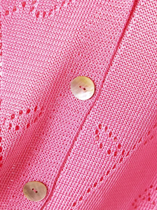 Calle Del Mar Ivy" Pointelle Knit Shirt - Pink