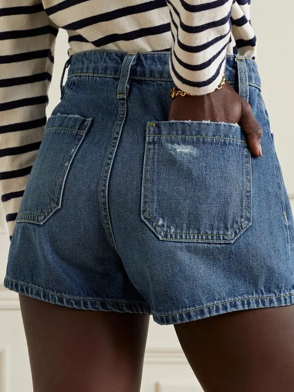 NILI LOTAN Harley Distressed Denim Shorts
