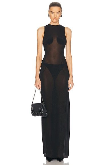 JEAN PAUL GAULTIER Long Sheer Mesh Dress - Black