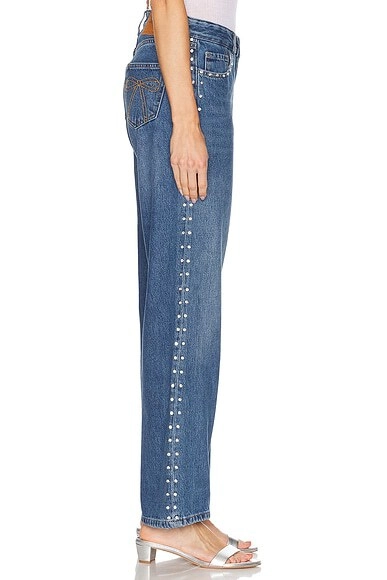 Sandy Liang Embellished Straight Leg Jeans