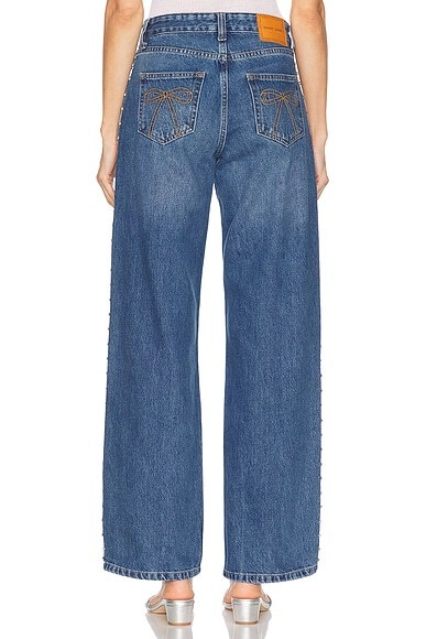 Sandy Liang Embellished Straight Leg Jeans