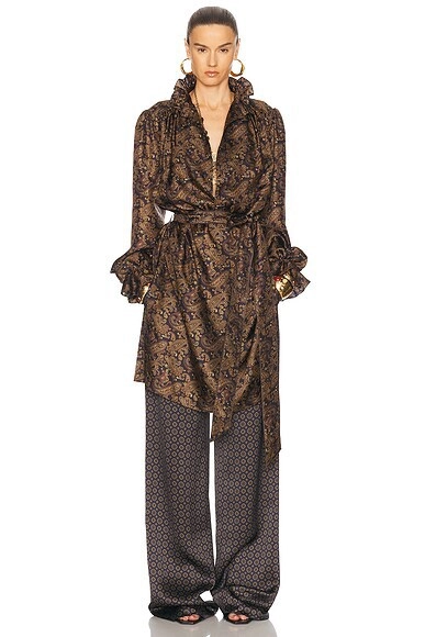 Saint Laurent Paisley Print Belted Mini Dress
