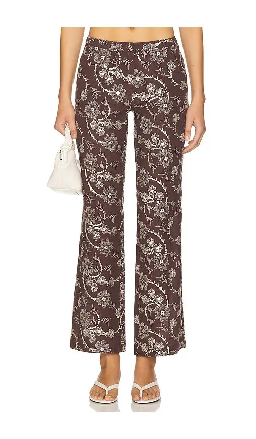 SIEDRES Embroidered Floral Sequin Pants - Brown