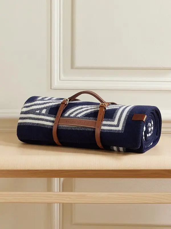 Ralph Lauren Berken Merino Wool And Cashmere-blend Jacquard Blanket - Blue