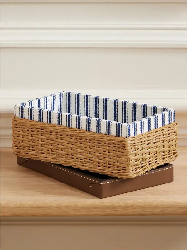Ralph Lauren Bailey Wicker And Embossed Leather Box