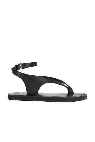 A.emery Millar Leather Sandal With Buckle Ankle Strap - Black